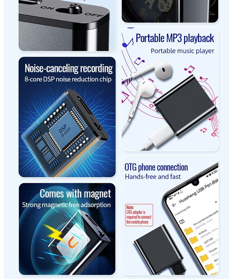 32G Mini voice activated recorder hidden magnet audio recording ...