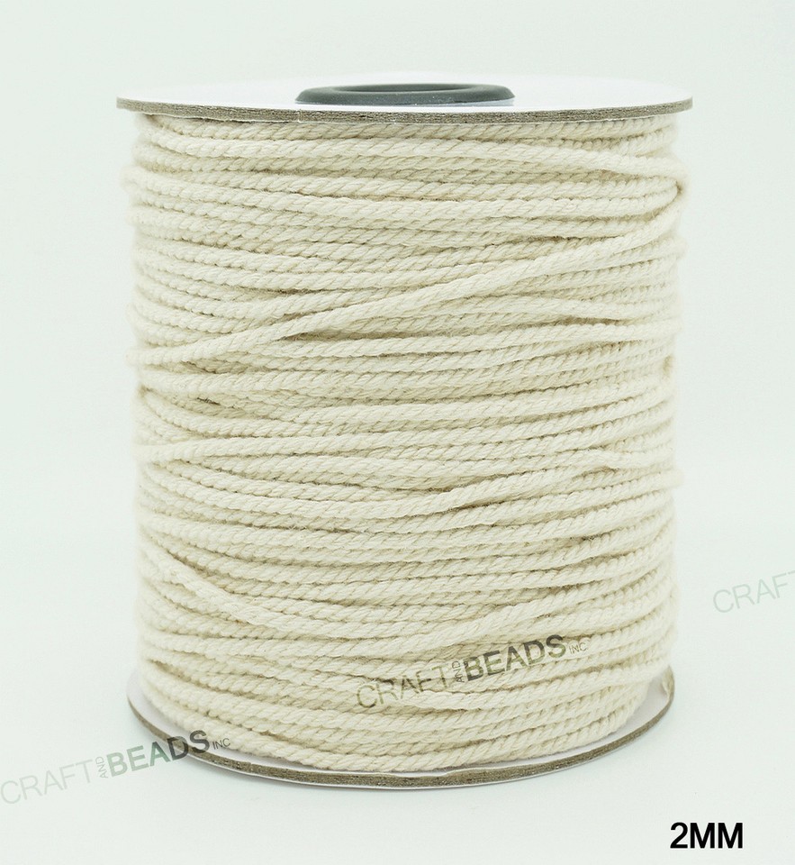 1mm - 5mm 100% Natural White Cotton Twisted Cord Craft Macrame Artisan ...