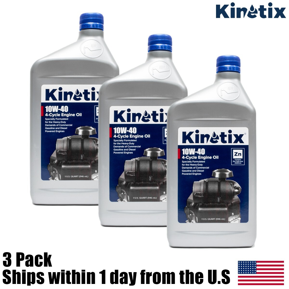 3PK Quart Kinetix High Performance Small Engine 10W-40 Oil 80017 4 ...
