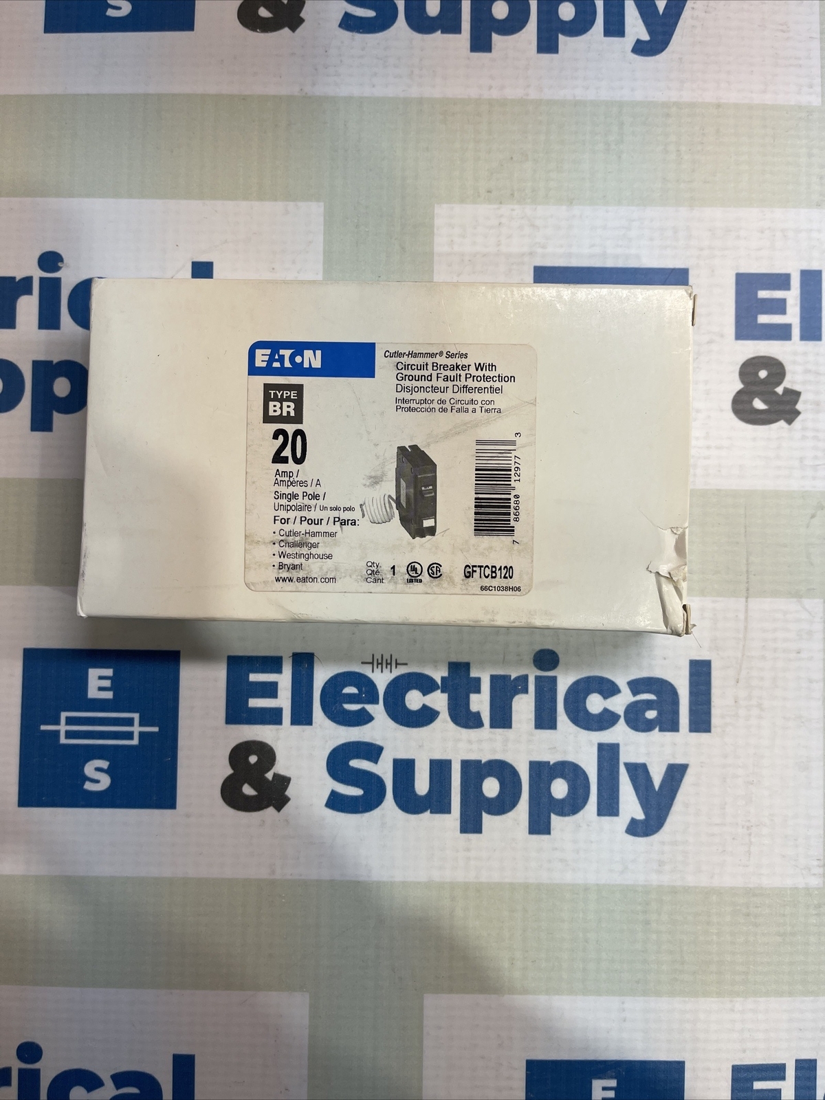 GFTCB120 Eaton Cutler Hammer 20 Amp 1 Pole Type BR Ground Fault Circuit ...