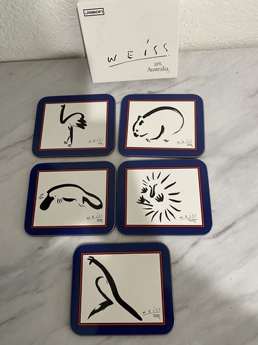 JASON Coaster Set Of 5 Cork Back Weiss Art Australia Emu KangarooWombat ...
