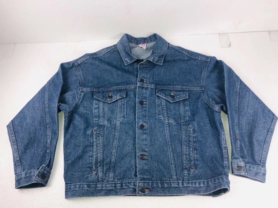 Vintage Tyca Men’s Embossed Train Denim Trucker Jacke… - Gem
