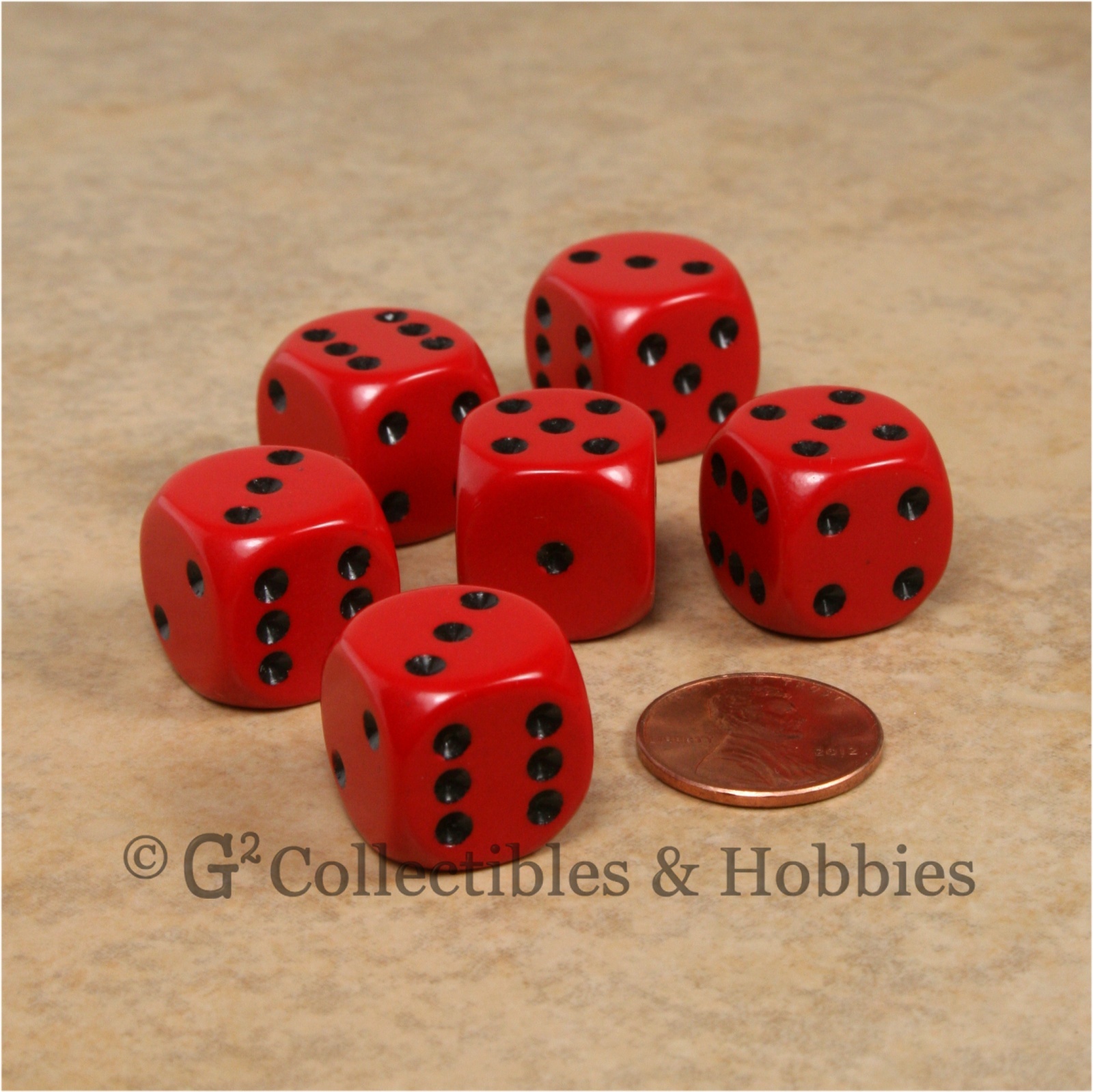 NEW 6 Red with Black Pips ROUNDED EDGE Dice Set RPG D&D Game 16mm 5/8 ...