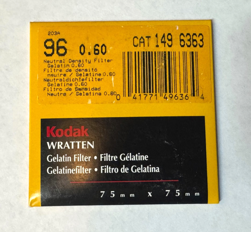 Vintage Kodak Wratten No. 96 N.D. 0.60 Gelatin Filter 3" x 3" (Sealed ...