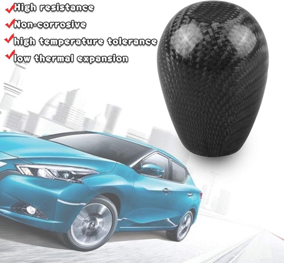Carbon Fiber Shift Knob with Adapters, Black Oval Ball Stick Shifter ...