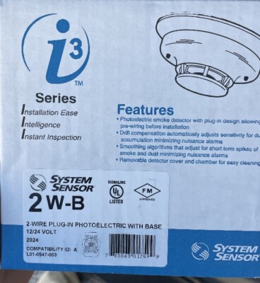 System Sensor 2W-B i3 Series 2-wire, Photoelectric Smoke Detector ...