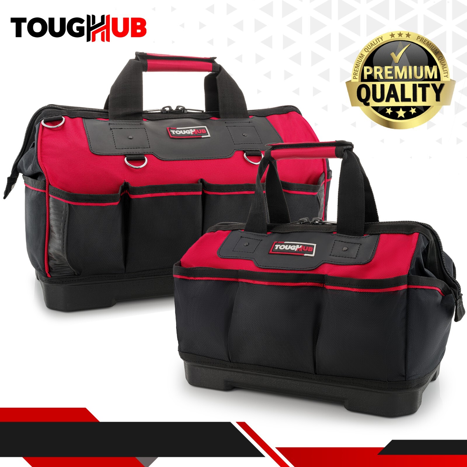 Hard Base Tool Bag 14" & 18" Heavy Duty Tool Storage Bag with Multi ...