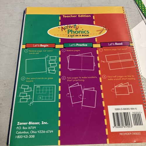 Zander Bloser Activity Phonics a Kit In A Book Grade 2 Teachers Edition ...