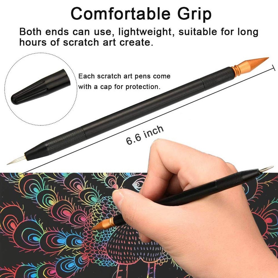 Scratch Tools, Scratch Color Pen Dual Tip Scratch Coloring Stylus Paper ...