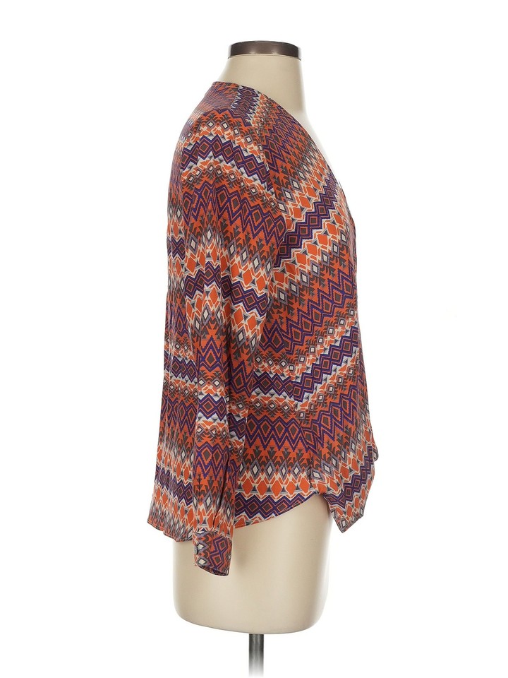 Ellie Kai Women Orange 3/4 Sleeve Silk Top 2 | eBay