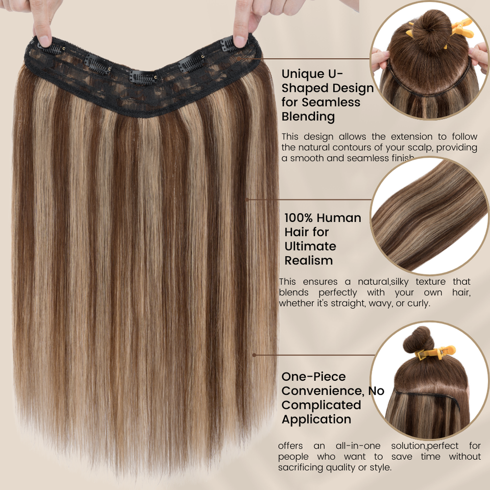 V-Part 22" One Piece U Shape THICK Clip in 100% Real Remy Human Hair ...
