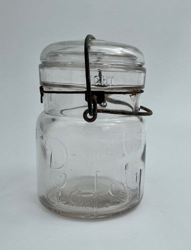 Vintage Double Safety Clear Pint Mason Jar with Glass Lid | eBay