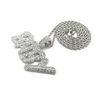 Silver Plated Cubic Zirconia Lil Baby & 24" Box Cuban Rope Brass Chain ...