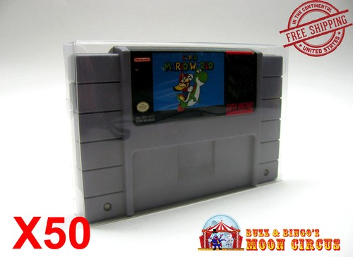 50x SUPER NINTENDO SNES CARTRIDGE - CLEAR PROTECTIVE GAME BOX SLEEVE ...