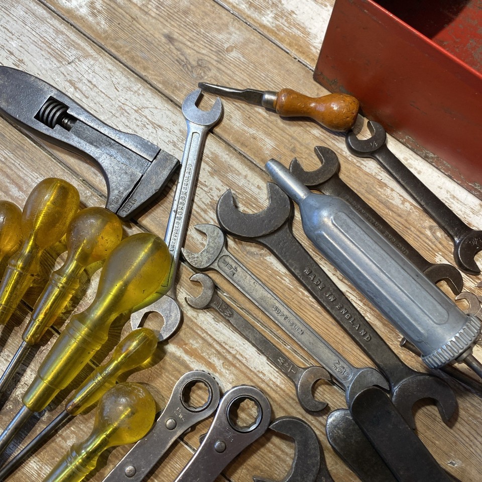 Vintage Car/bike Tool Kit in metal tool box | eBay UK
