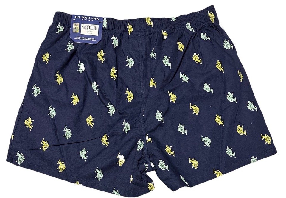 U.S. Polo ASSN. Men's Button Fly Woven Boxer Medium (32-34) Navy Blue ...