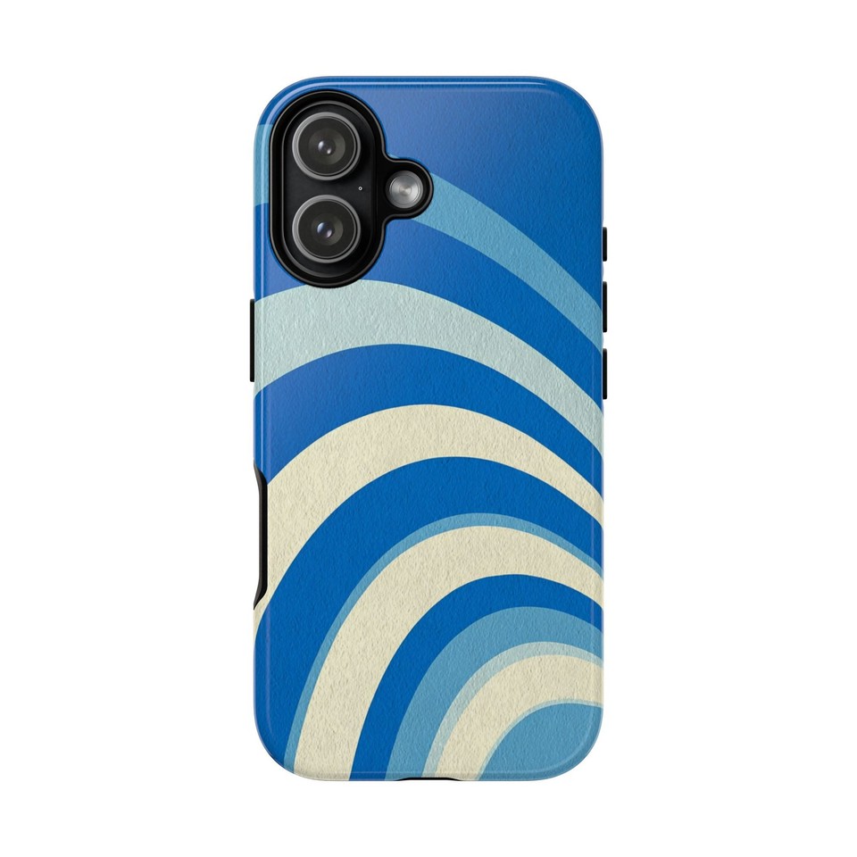 For iPhone, Samsung, Pixel | Phone Ink Case - Blue Off White Arc Curved ...