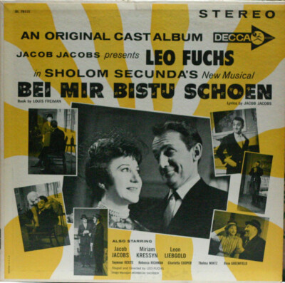 JACOB JACOBS LEO FUCHS Bei Mir Bistu Schoen Decca 79115 ORIGINAL CAST ...