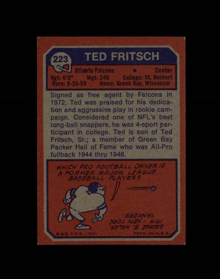 1973 Topps Football #223 Ted Fritsch Jr. STARX 8 NM/MT CS71107 | eBay