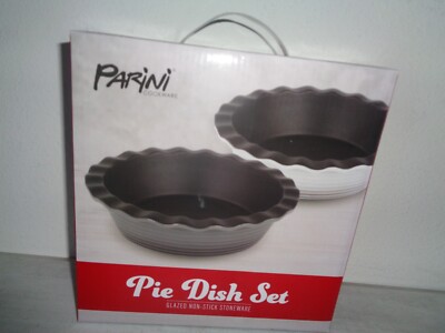Parini 9” 2 Piece Pie Dish Set Glazed Non-Stick Stoneware - New in Box ...