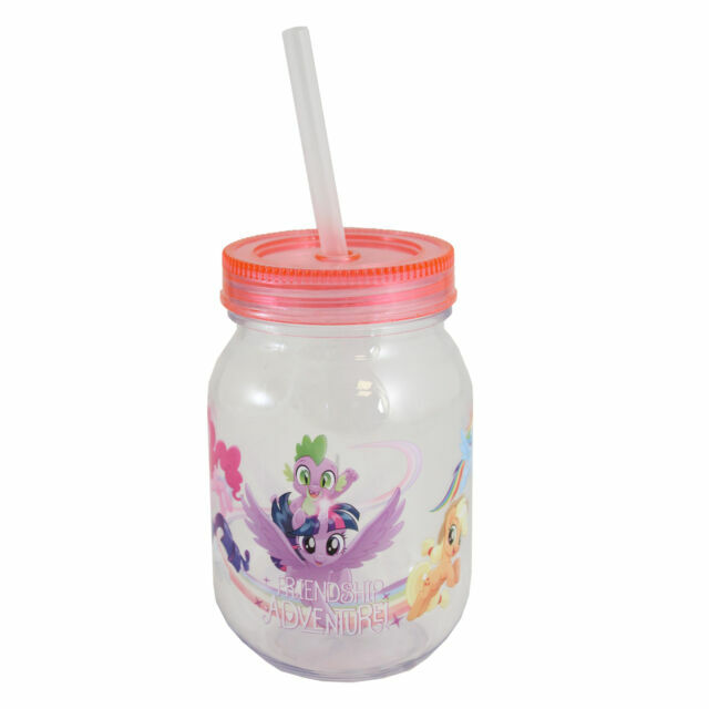 Children's Character Plastic Mason Jar With Lid & Straw - My Little ...