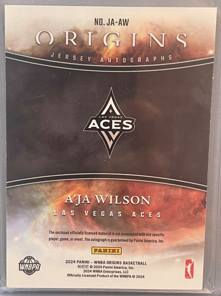 MVP A’JA WILSON 2023- 2024 Panini Origins WNBA JERSEY Patch AUTO Las ...