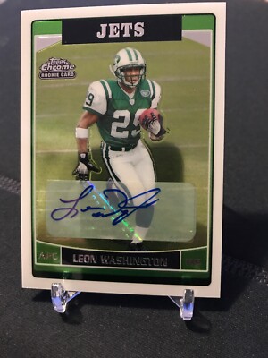 2006 Topps Chrome Rookie Leon Washington Auto! Jets RC Seminoles ...