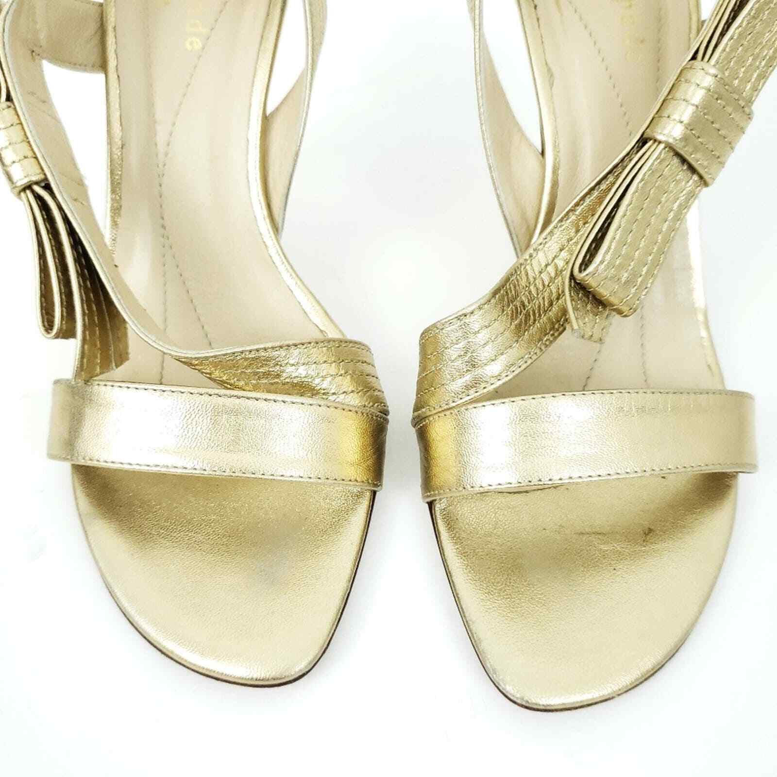 Kate Spade Gold Bow Heels Slingback Heels 7M Open Toe… - Gem