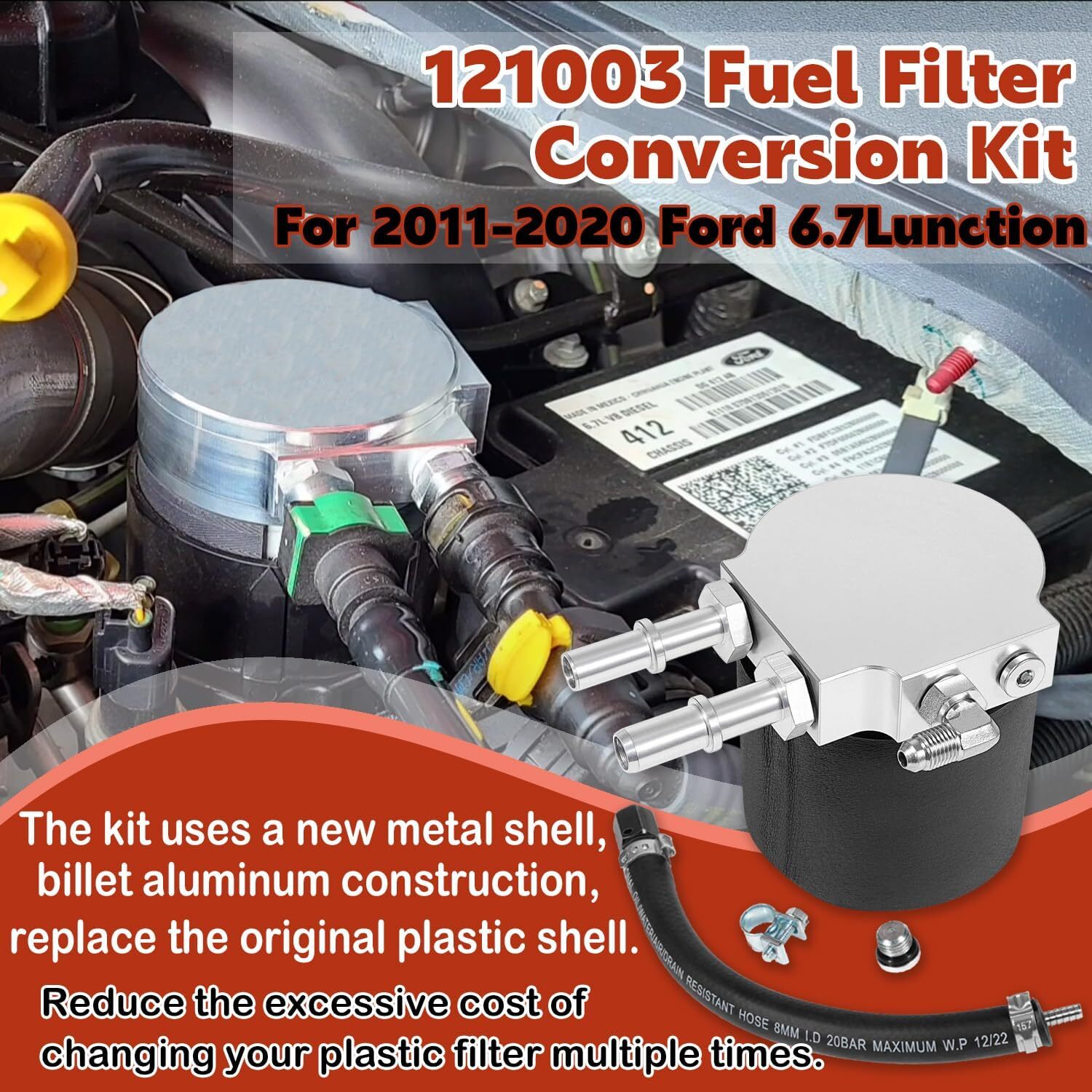 21003 Fuel Filter Conversion Kit for Ford 2011-2022 F250 F350 6.7L ...