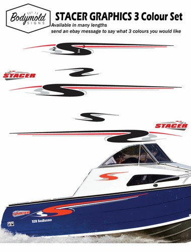 Stacer Decal Kits 3 colour with STACER logos 2200mm long set | eBay