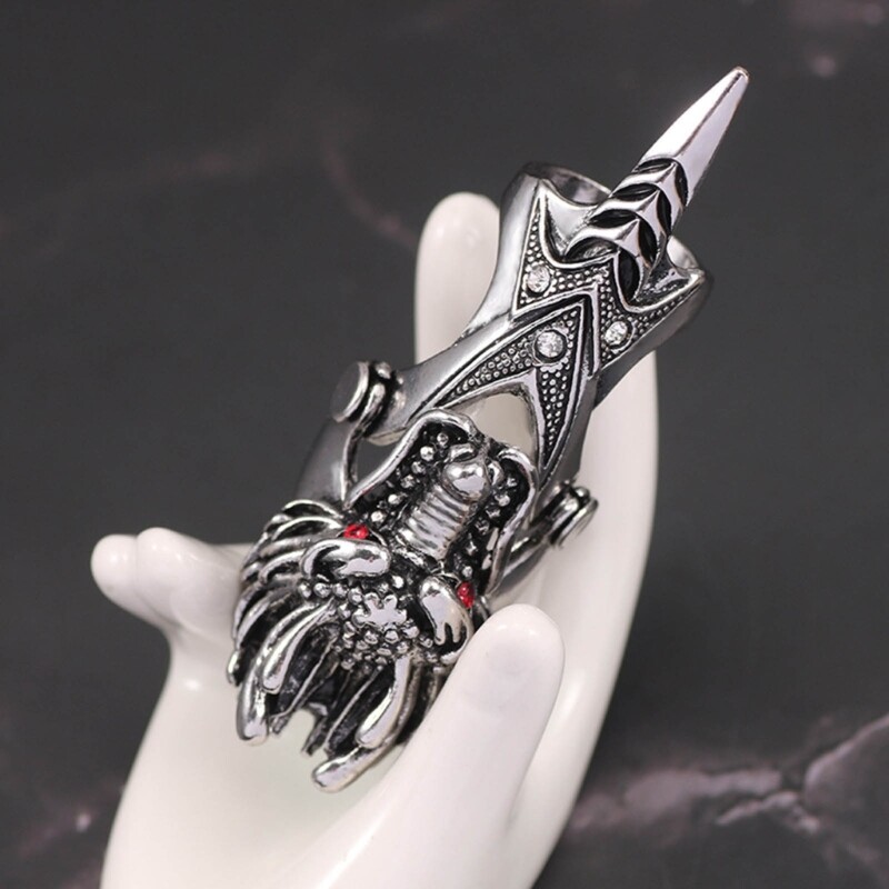 Dark Black Dragon Head Knuckles Gothic Punk Rings Jewelry Accessories ...