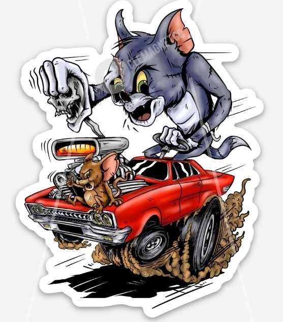 Chevy STICKER - Chevrolet Zombie Tom Jerry GM Vinyl Muscle Car Rat fink ...