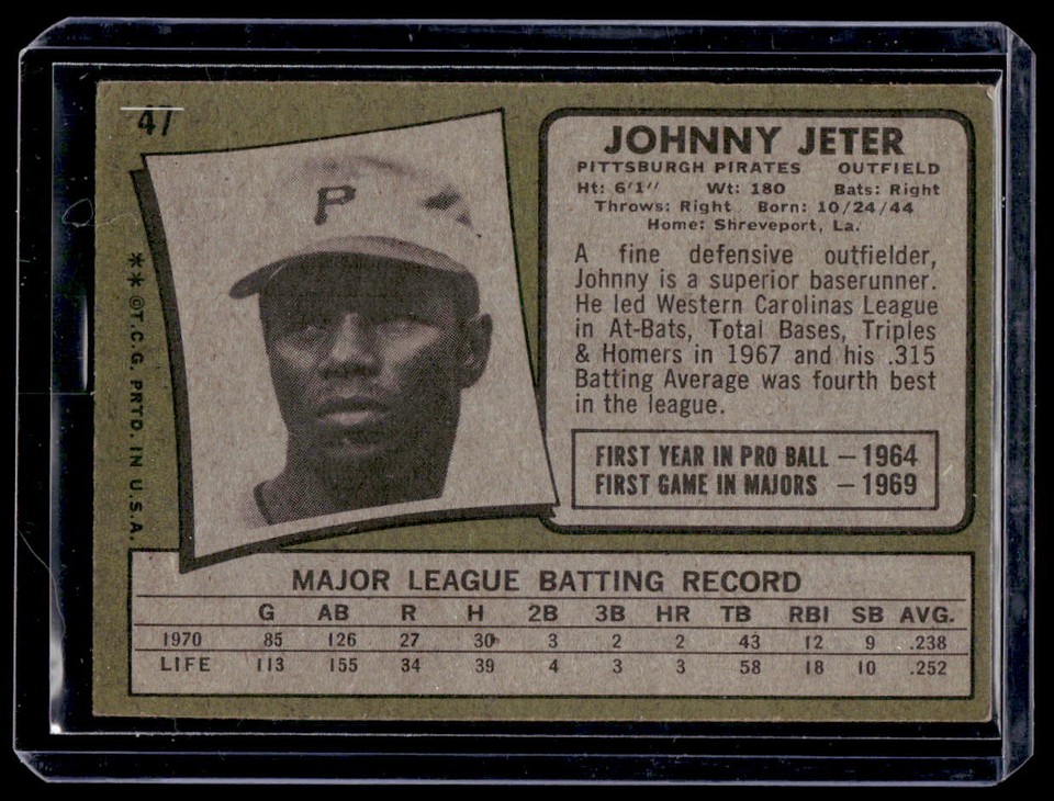 1971 Topps #47 Johnny Jeter See Scan | eBay