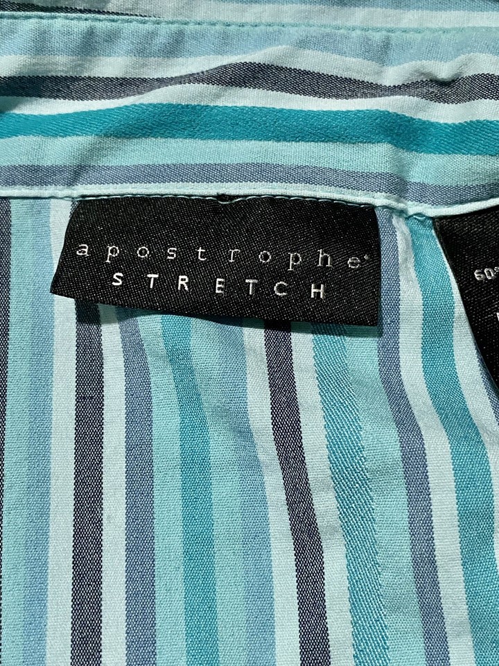 Apostrophe Stretch Small 3/4 Sleeve Collared V Neck Striped Button Up ...