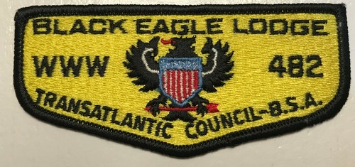 BLACK EAGLE LODGE OA 482 TRANSATLANTIC COUNCIL BSA THICK LETTERING FLAP ...