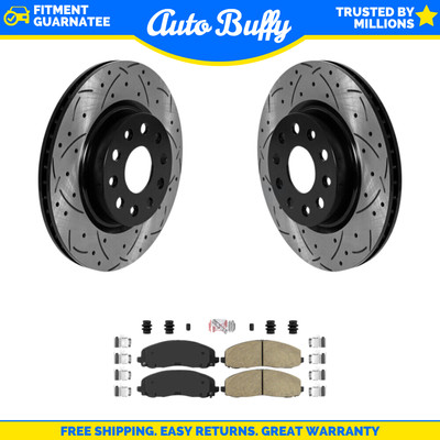 Front Drilled Slot Disc Brake Rotors Integrally Molded Pad Kit For Jeep ...