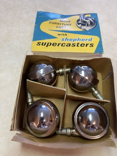 Vintage Shepherd Chrome Roller Ball Casters Wheels Set of 4 (2.5 ...