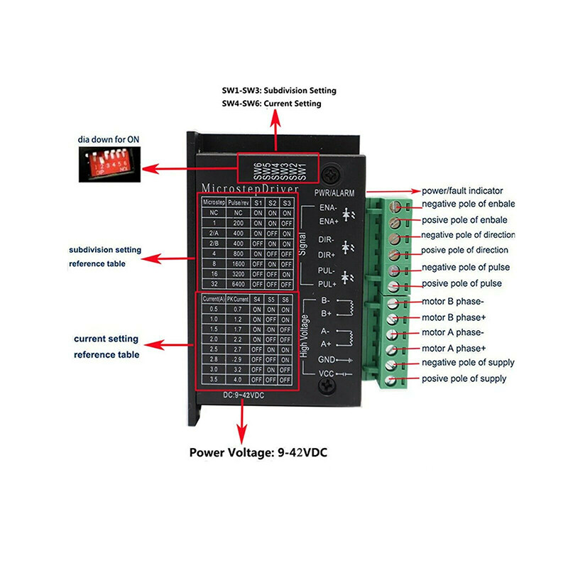 Neuer TB6600 Microstep Driver 4.0A 42VDC 42/57/86 CNC Nema Stepper ...