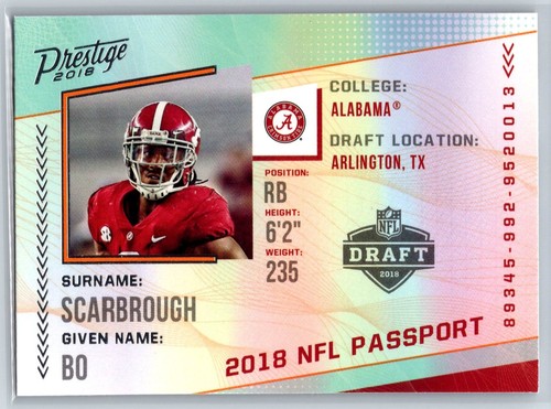 2018 Panini Prestige Bo Scarbrough Rookie Passport Insert RC #PP-BS | eBay