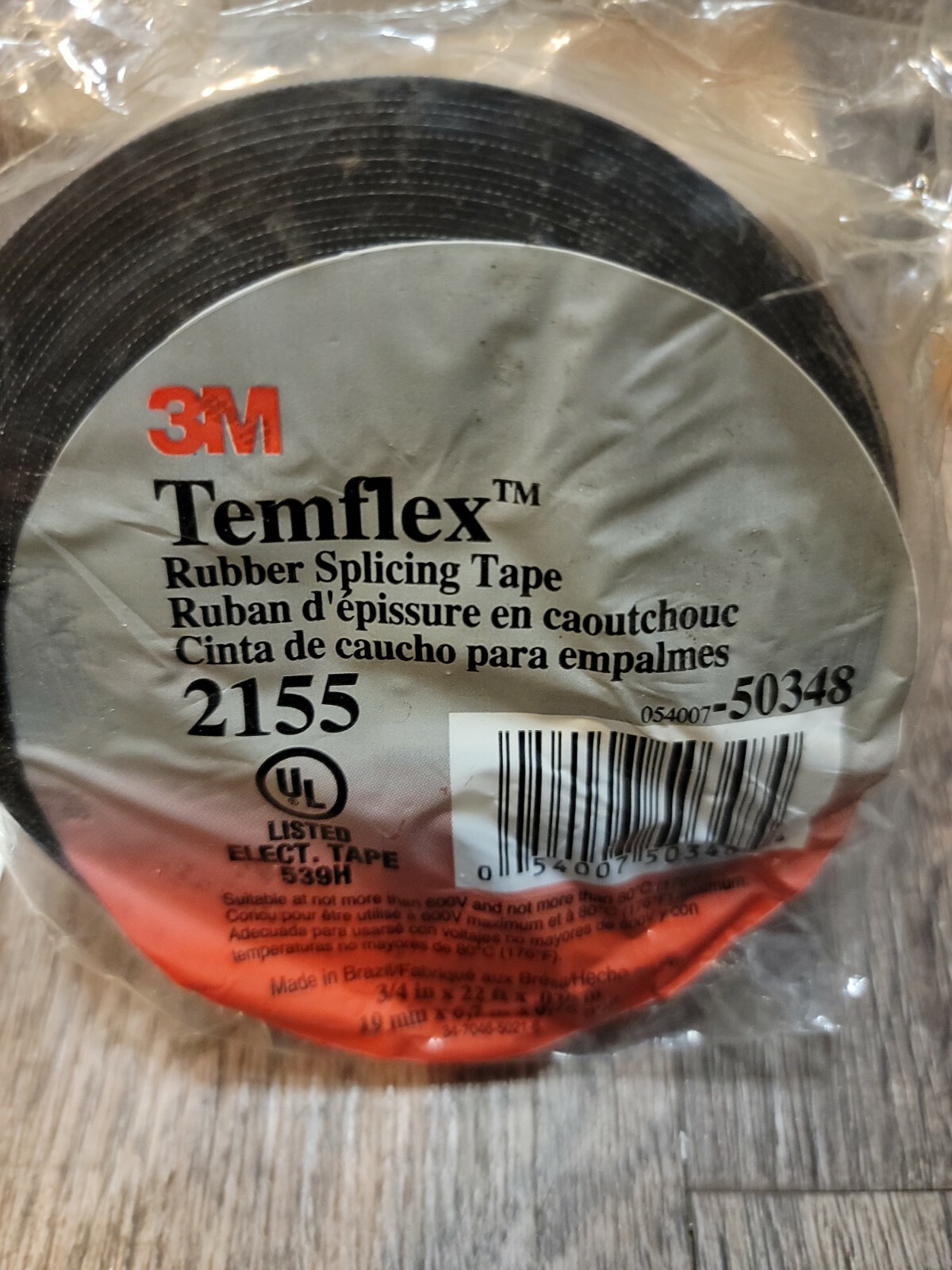 1 Roll 3M™ Temflex™ 2155 Black Rubber Splicing Elec Tape 3/4" x 22 ft ...