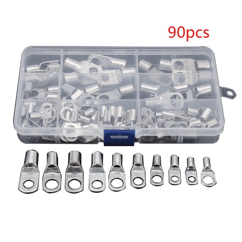90× Auto Copper Tube Terminals Battery Welding Cable Lug Ring Crimp ...