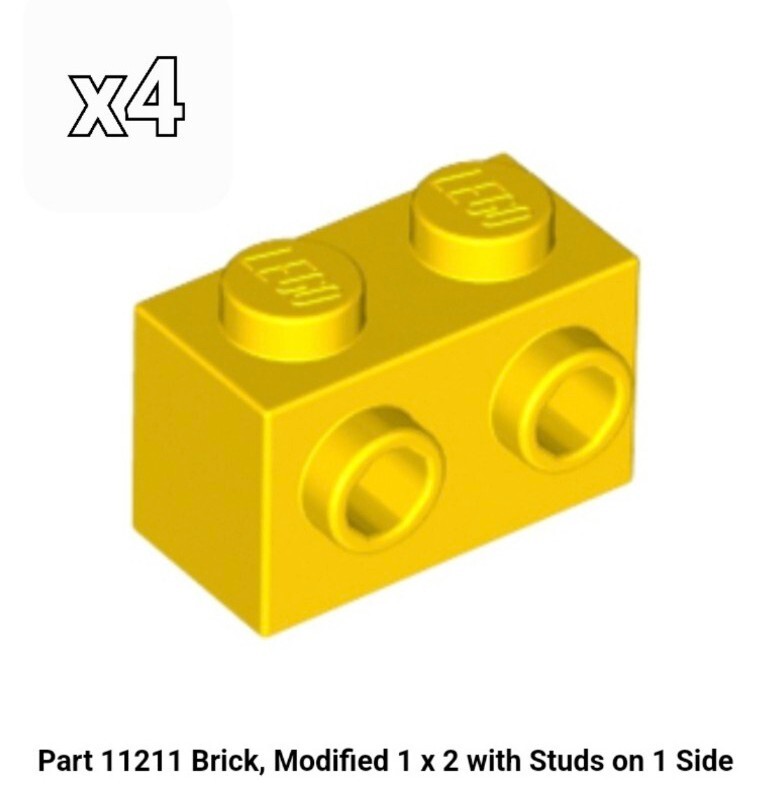 11211 LEGO NEW Parts Brick Modified 1x2 w/ Side Studs YELLOW - (x4 ...