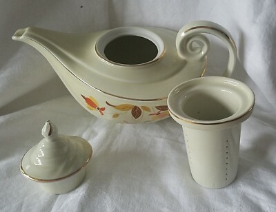HALL'S Superior "Autumn Leaf" ALADDIN TEA POT w Lid & Infuser Jewel ...