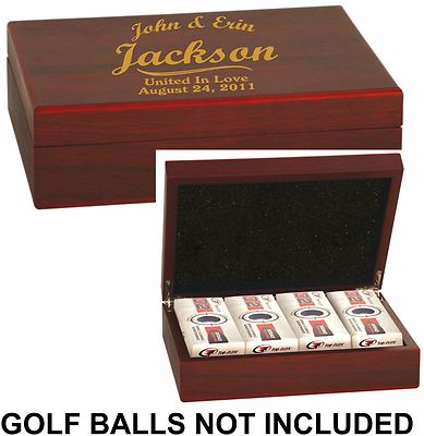 Rosewood Golf Ball Gift Box Custom Engraved Lid Personalized Wedding ...