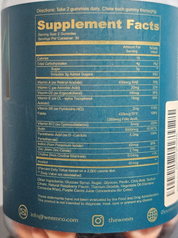 WEEM Hair Skin Nails Dietary Supplement 60 Gummies - New / Sealed! Exp ...