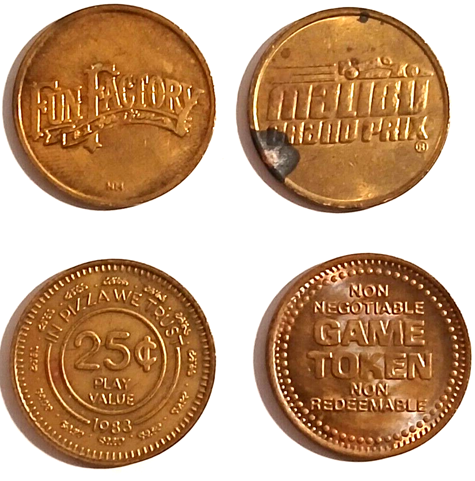Vintage Arcade Token Lot Of 4 Chuck E Cheese Fun Factory Malibu Grand ...