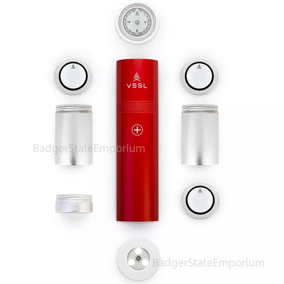 VSSL First Aid Stash Kit Aluminum +Storage Tins Flashlight Compass LED ...