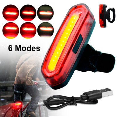 6 Modes Bicycle Cycling Tail Light USB Rechargeable LED Bike Rear ...