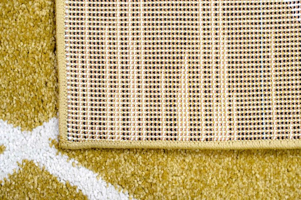 Skandinavischer Teppich Wohnzimmer Rautenmuster Weiß Creme Gold ...