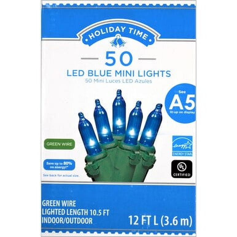 2-PK | 50 Count | Holiday Time 12' LED Mini Christmas Lights, Blue ...